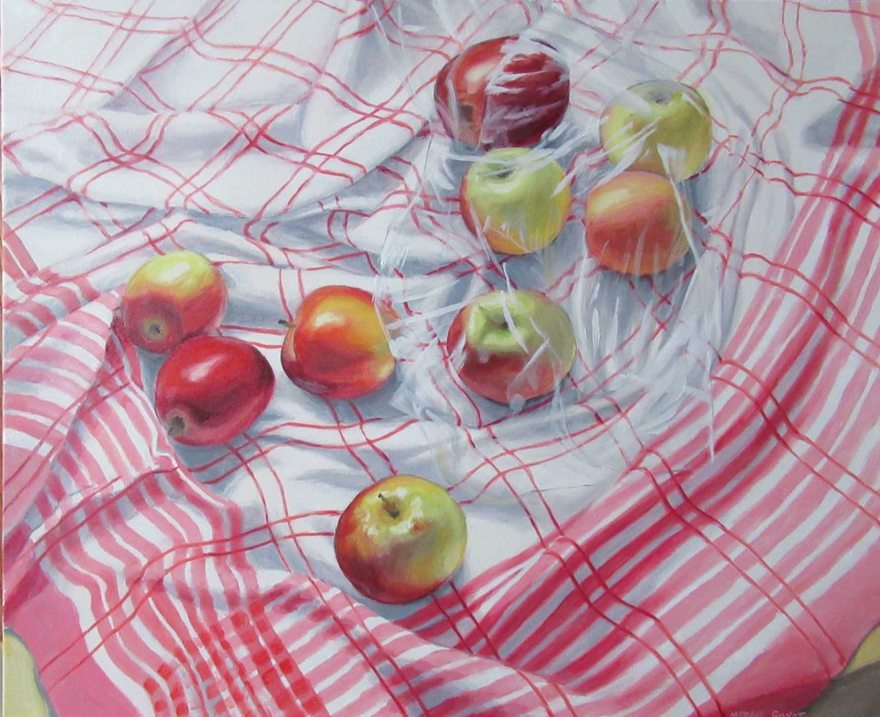 Apples on a Winkled Cloth – Margie Guyot Art